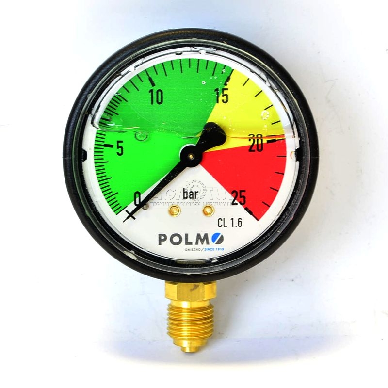 MANOMETR GLICERYNOWY M63 0-25 BAR. GWINT G1/4" POLMO.